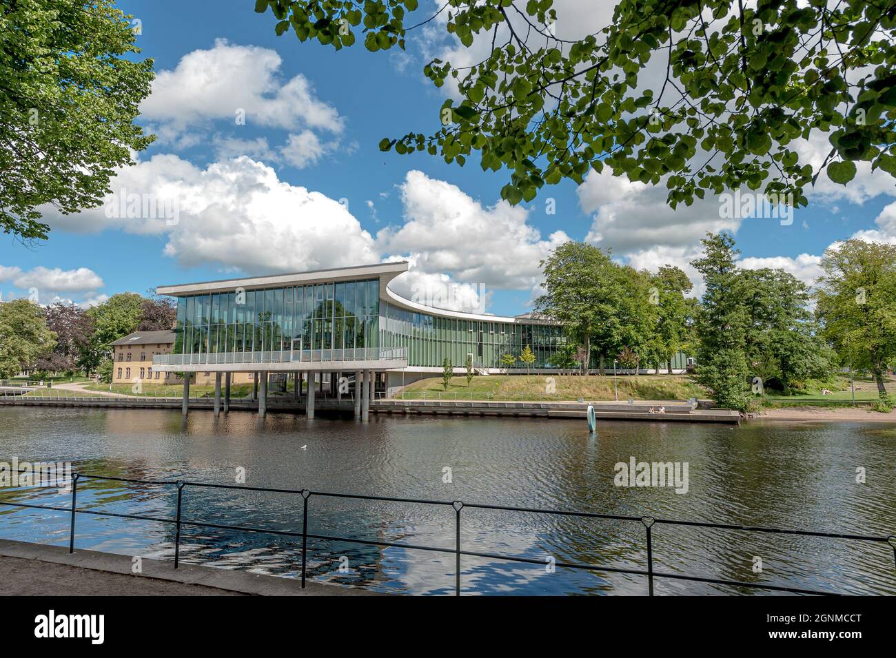 Halmstad , Sweden - July 18 2010: Halmstad town library by the Nissan ...