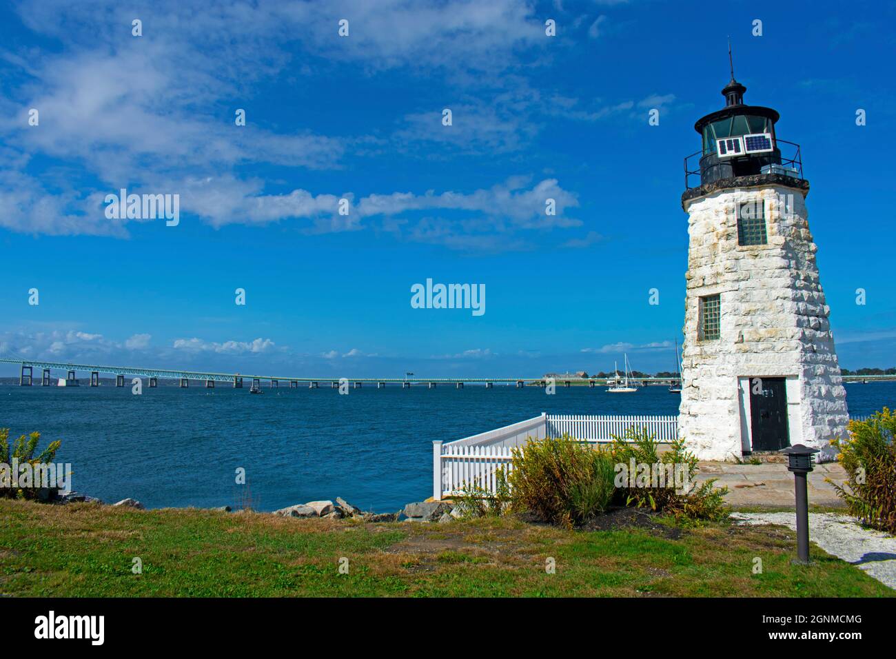 Goat Island lighthouse, also known as Newport Harbor Lighthouse ...