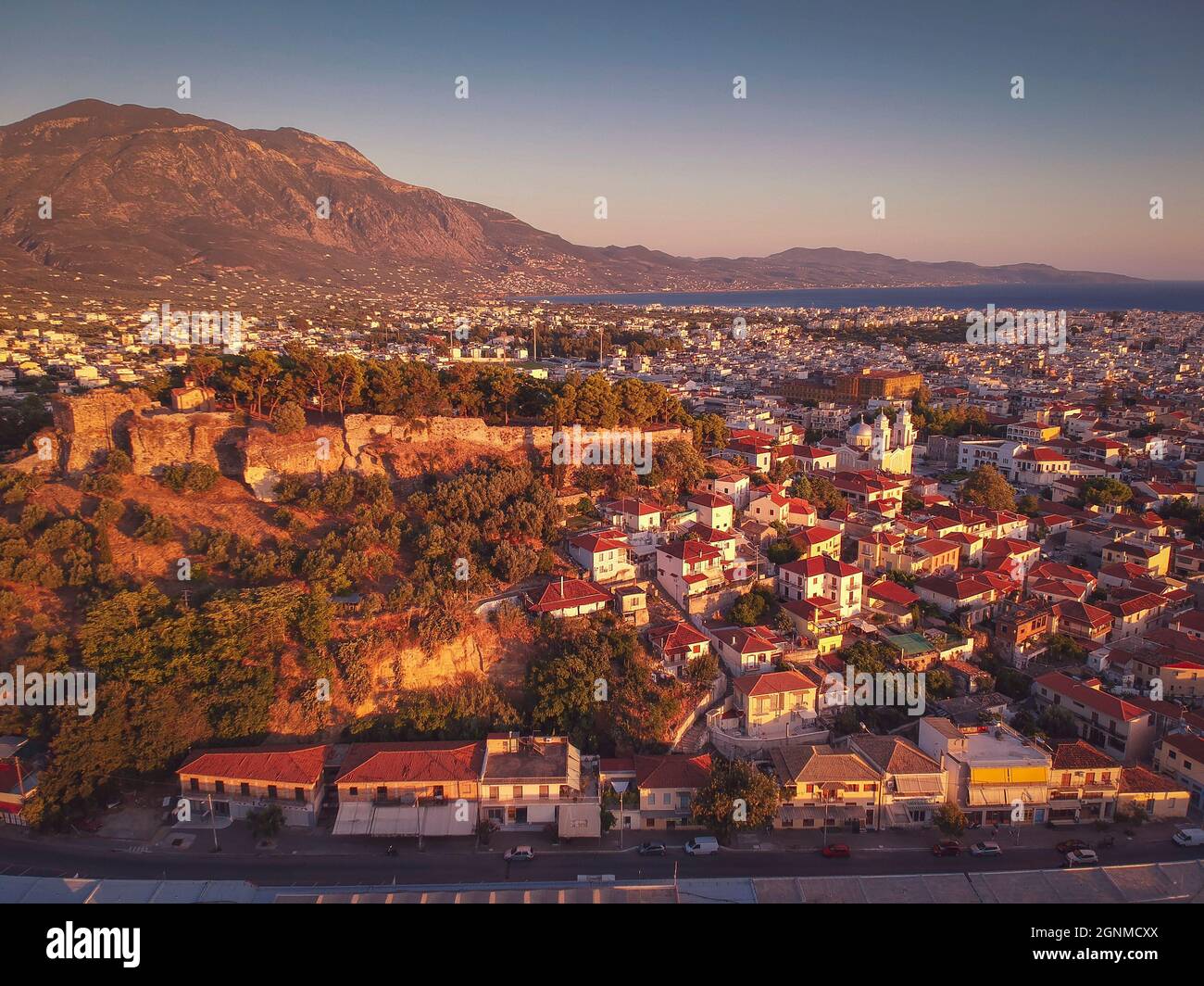 Aerial view around the castle hill area and the Metropolitan church of ...