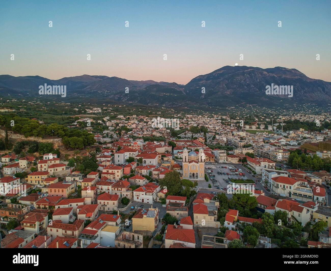 Aerial view around the castle hill area and the Metropolitan church of ...
