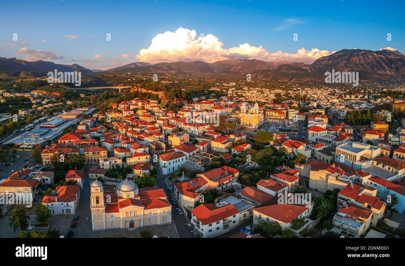 Aerial view around the castle hill area and the Metropolitan church of ...