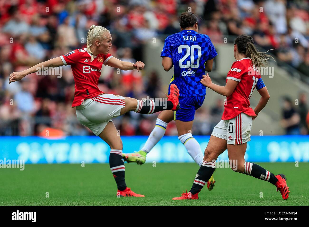 Maria Thorisdottir (3) of Manchester United Women clears the ball Stock ...
