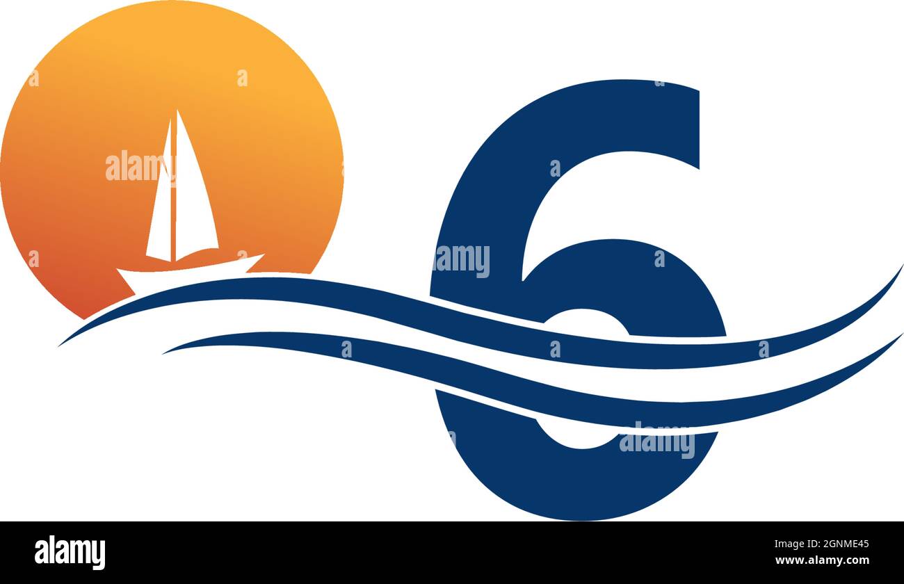 Number 6 logo with ocean landscape icon template vector Stock Vector ...