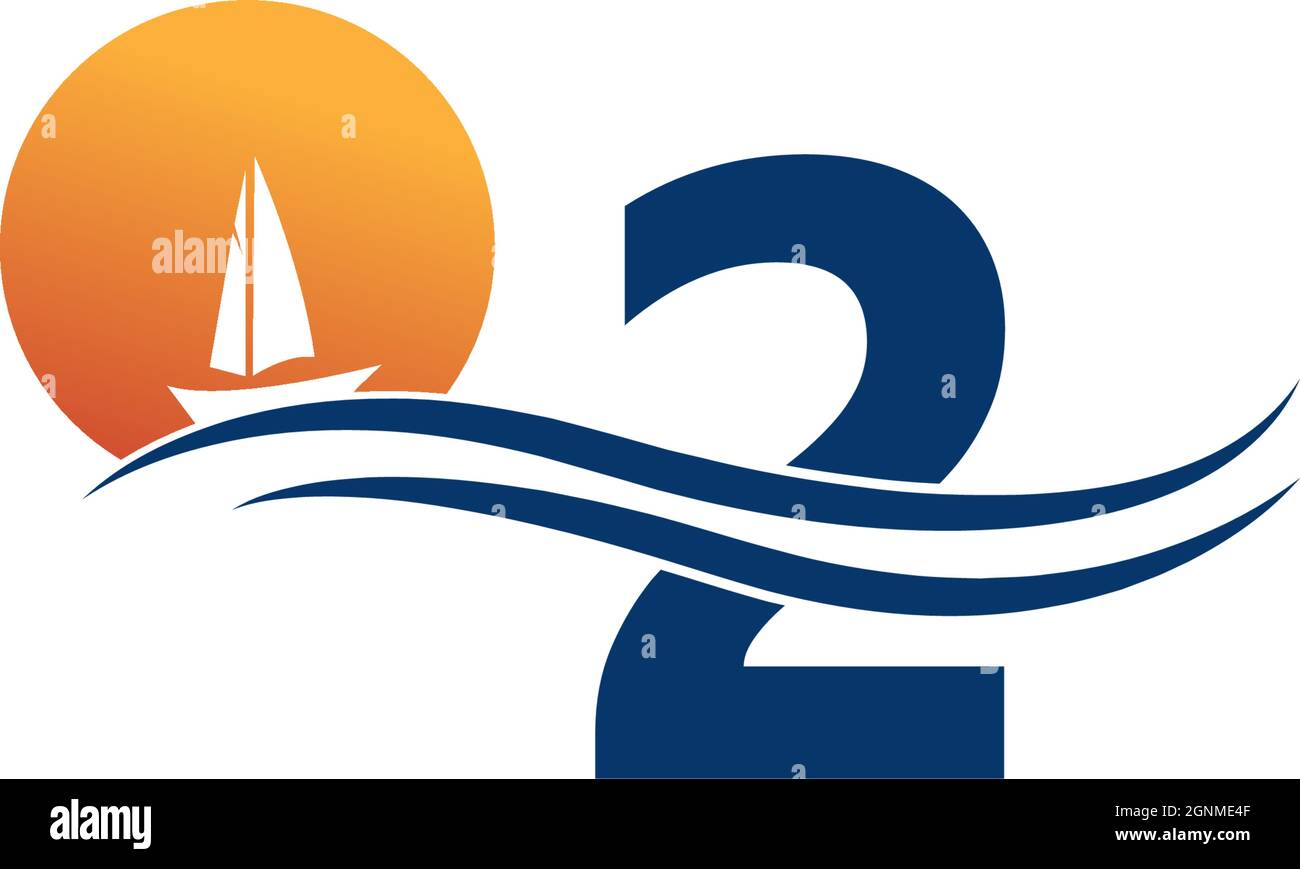 Number 2 logo with ocean landscape icon template vector Stock Vector ...