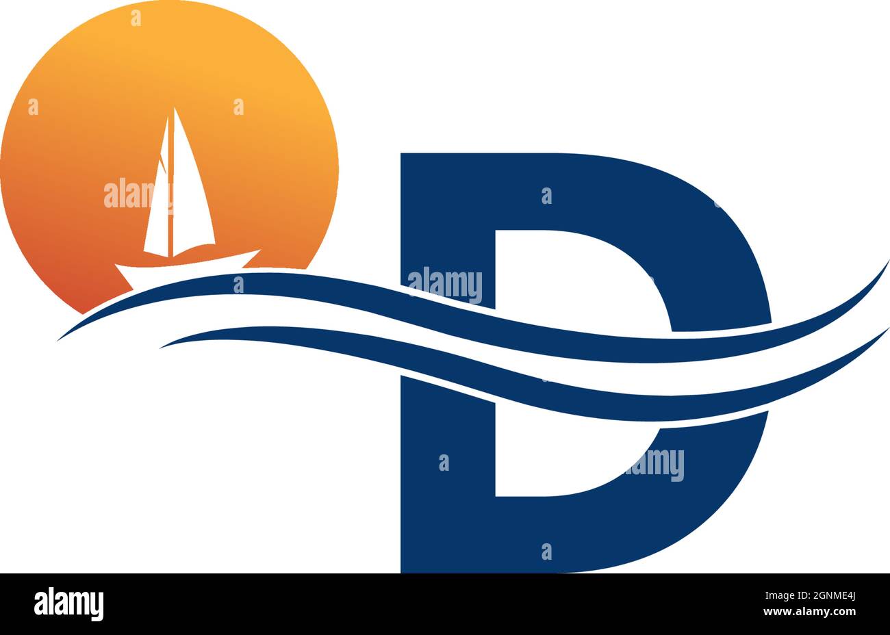 Letter D logo with ocean landscape icon template vector Stock Vector ...