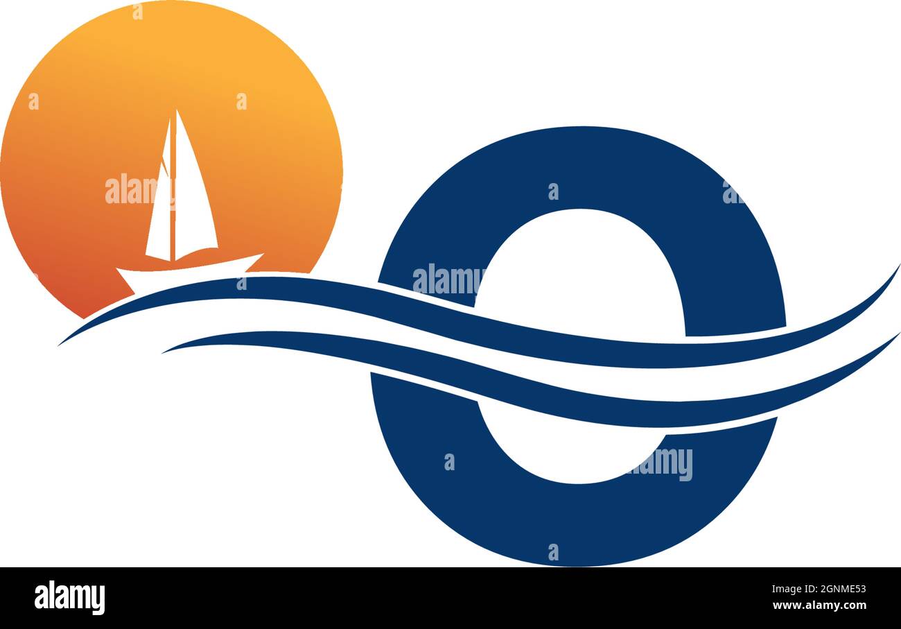 Letter O logo with ocean landscape icon template vector Stock Vector ...