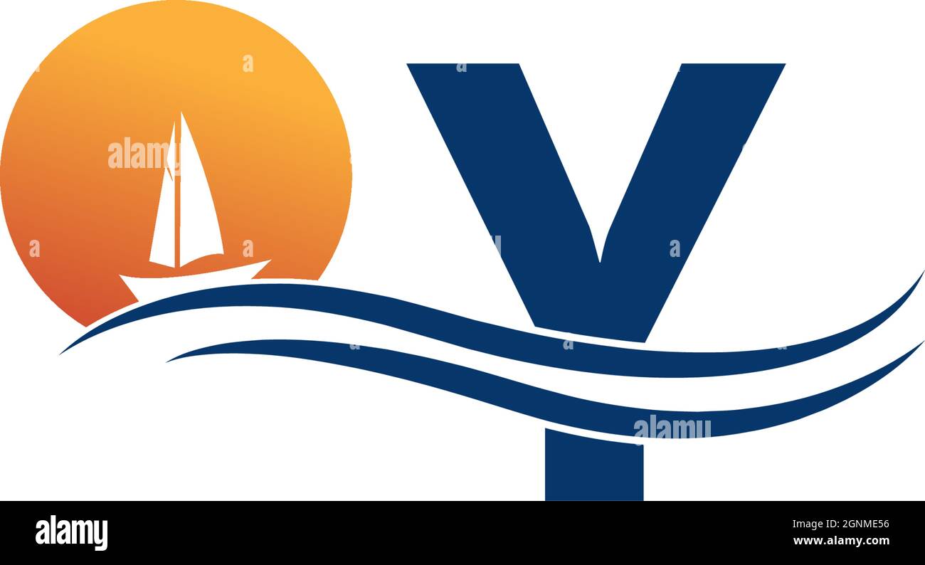 Letter Y logo with ocean landscape icon template vector Stock Vector ...