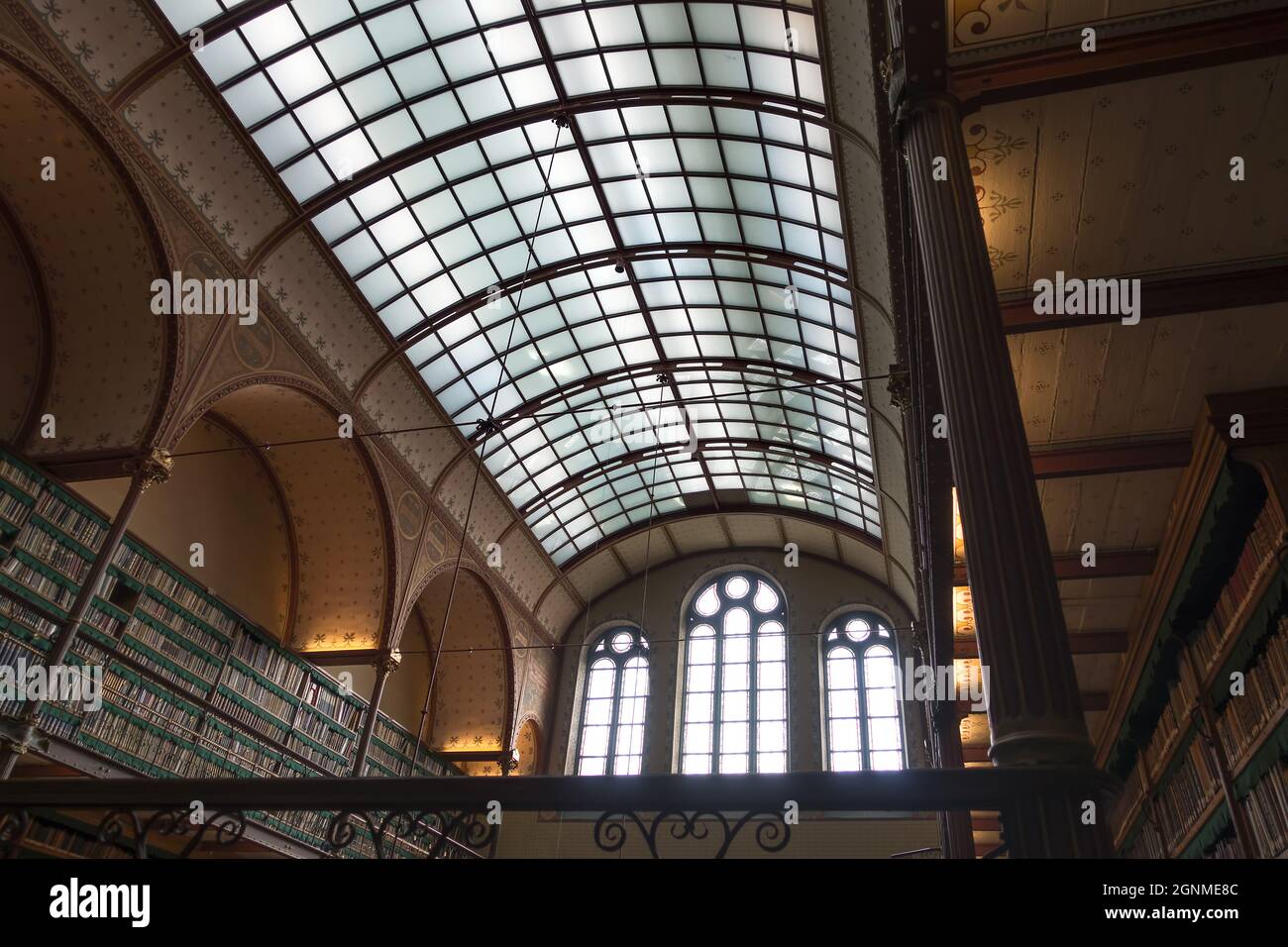 The library of Rijksmuseum with a glass ceiling in Amsterdam, the ...