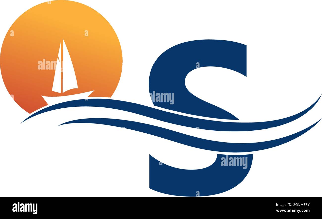 Letter S logo with ocean landscape icon template vector Stock Vector ...