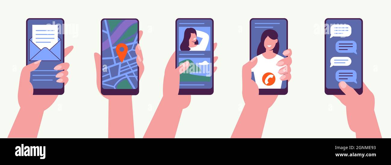 People smartphones using mobile Stock Vector Images - Alamy