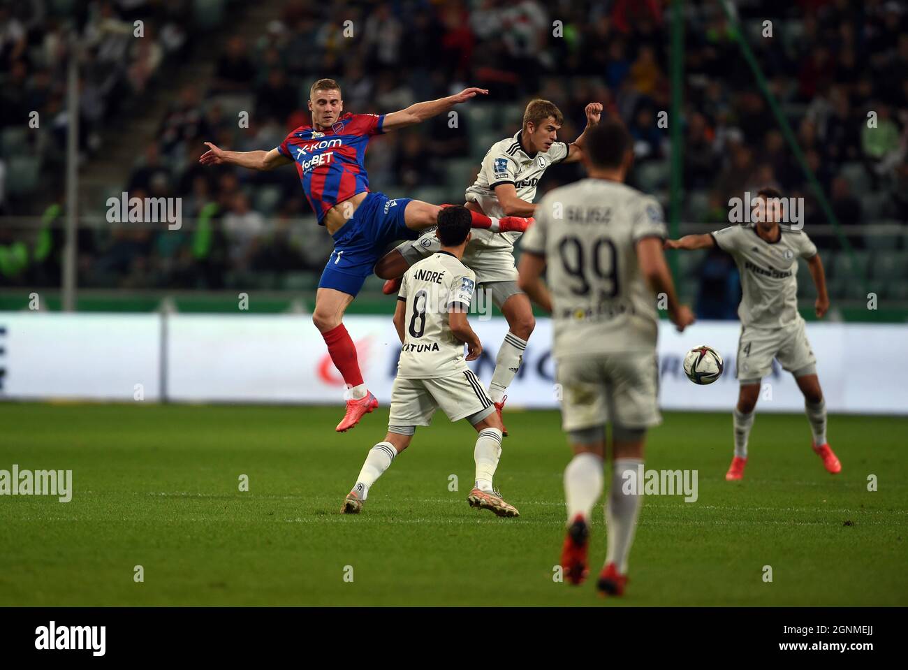 WARSAW, POLAND - SEPTEMBER 25, 2021: Polish Football League game Legia ...