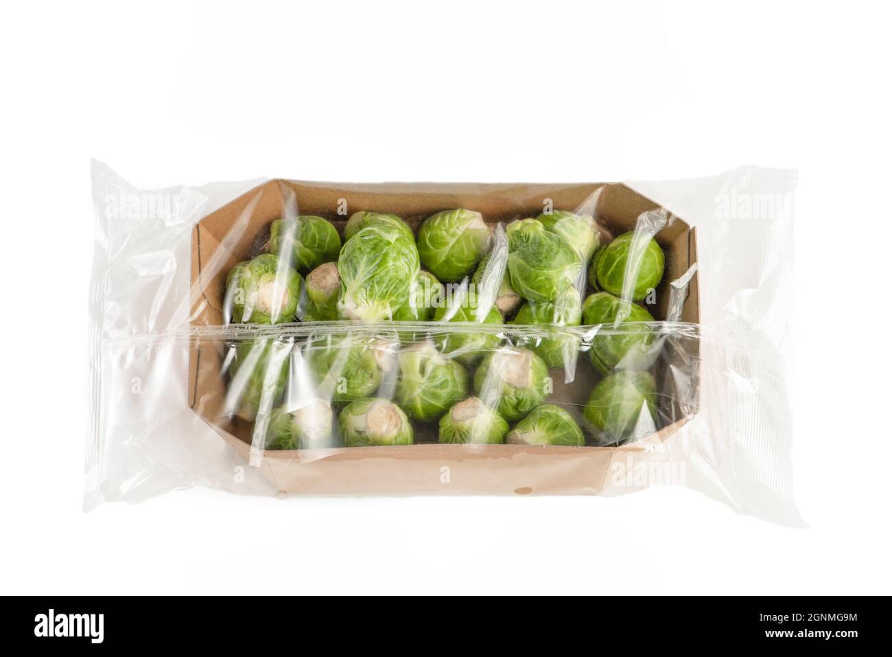 Isolate of fresh Brussels sprouts in paper wrapping and a transparent ...