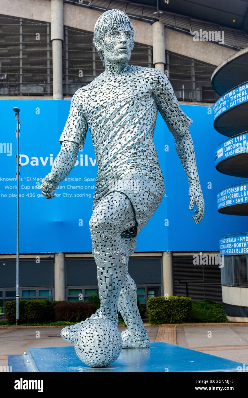Statue of David Silva, by the sculptor Andy Scott, at the Etihad ...