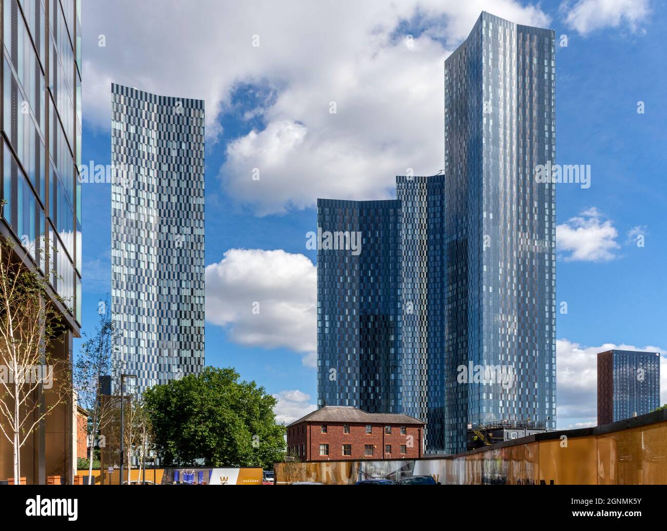 The Deansgate Square tower blocks from the foot of the Elizabeth Tower ...