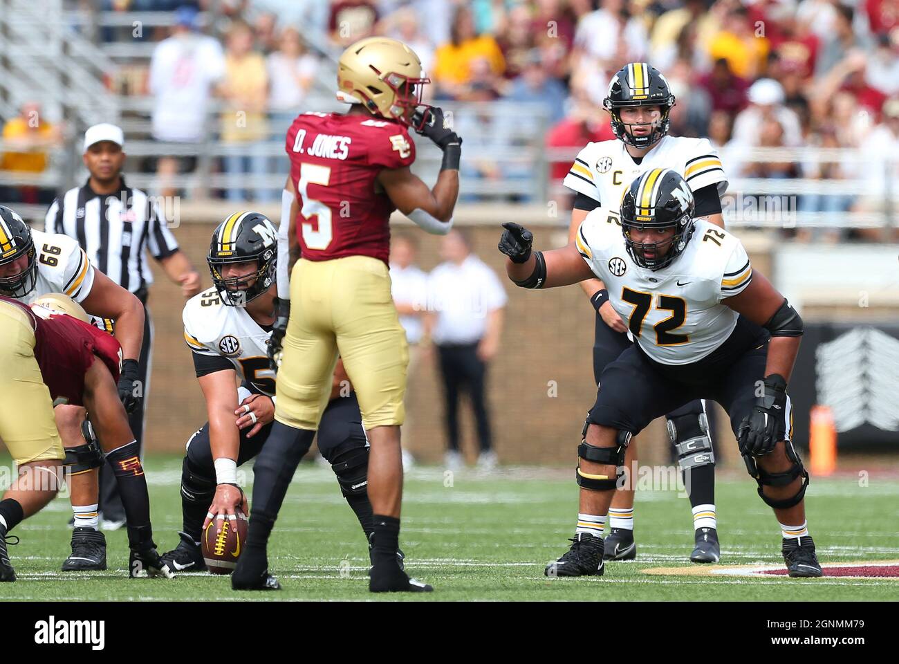 Alumni Stadium. 25th Sep, 2021. MA, USA; Missouri Tigers offensive ...