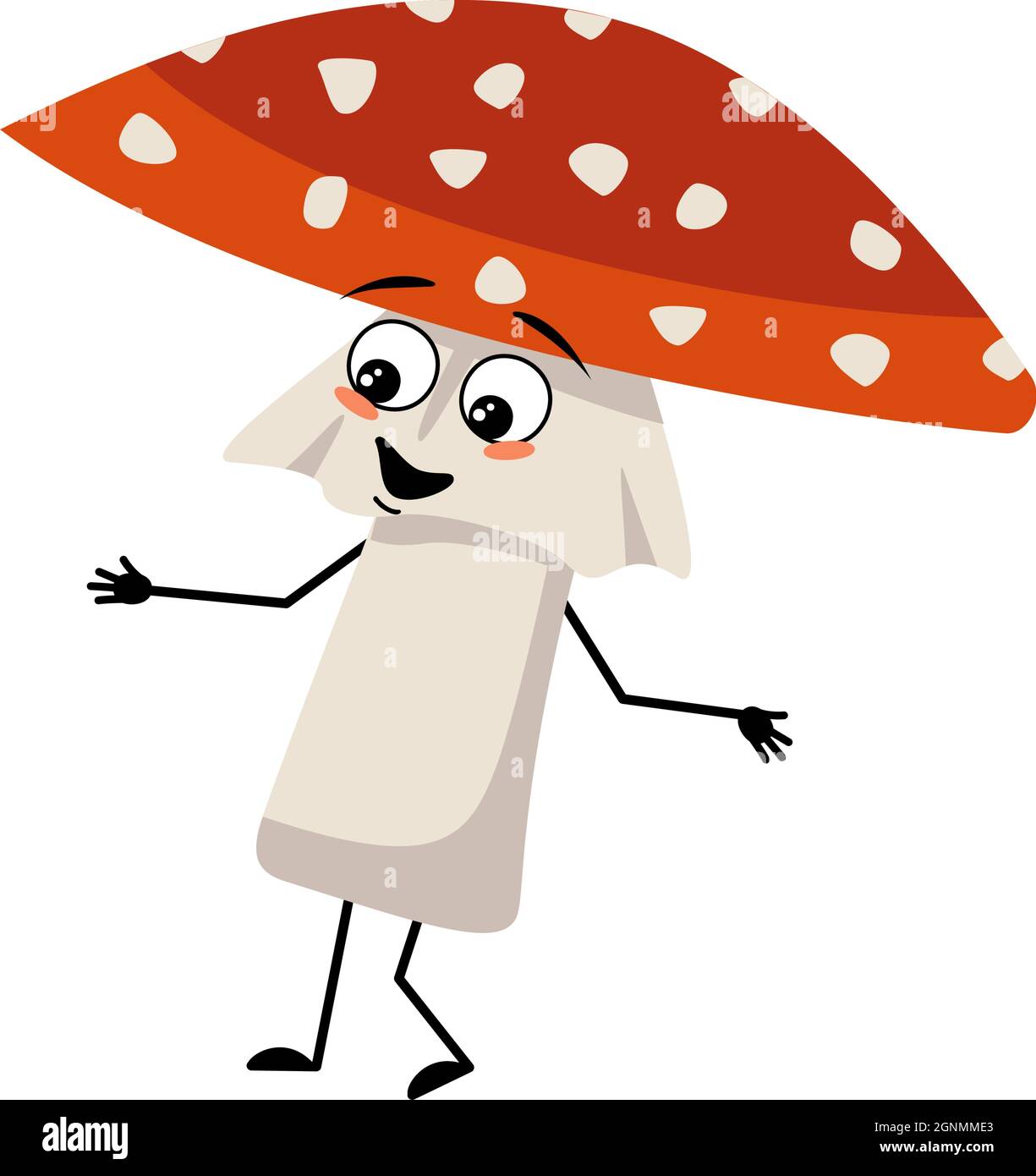Cute amanita character with joyful emotions, smile face, happy eyes ...