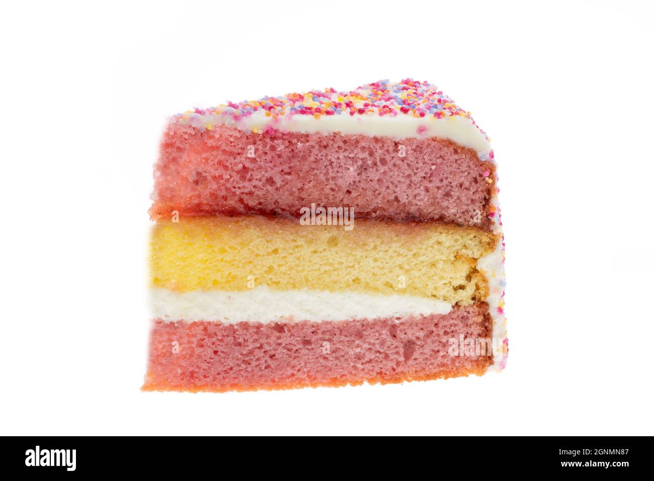 A slice of Angel cake sponge - white background Stock Photo - Alamy