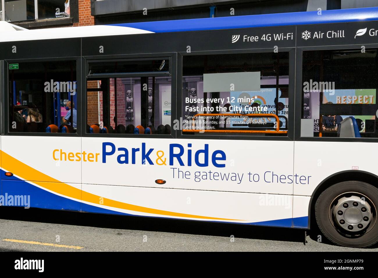 Chester, England - July 2021: Side view of a bus used to operate the ...