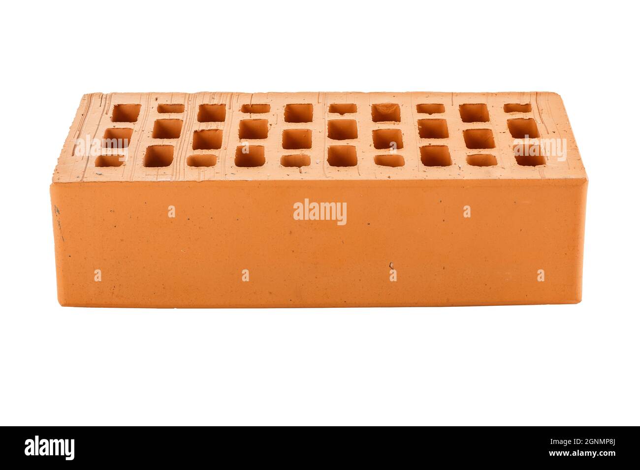 Perforated red brick isolated on white background Stock Photo - Alamy