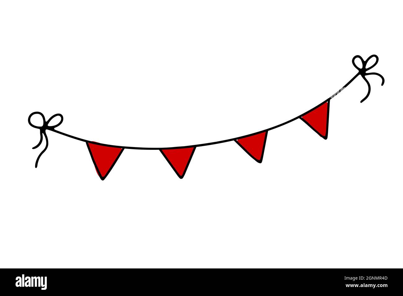 Doodle decorative Garland. Hand-drawn red festoon isolated on white ...