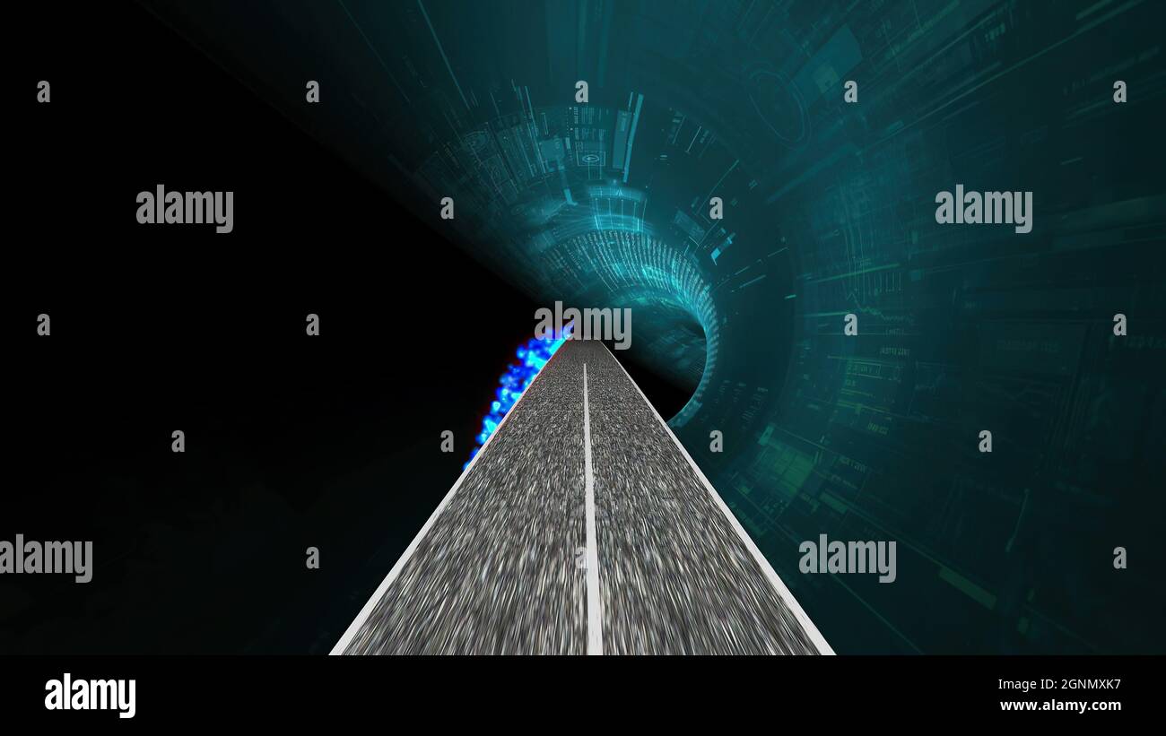 Driving through the hi tech tunnel Stock Photo - Alamy