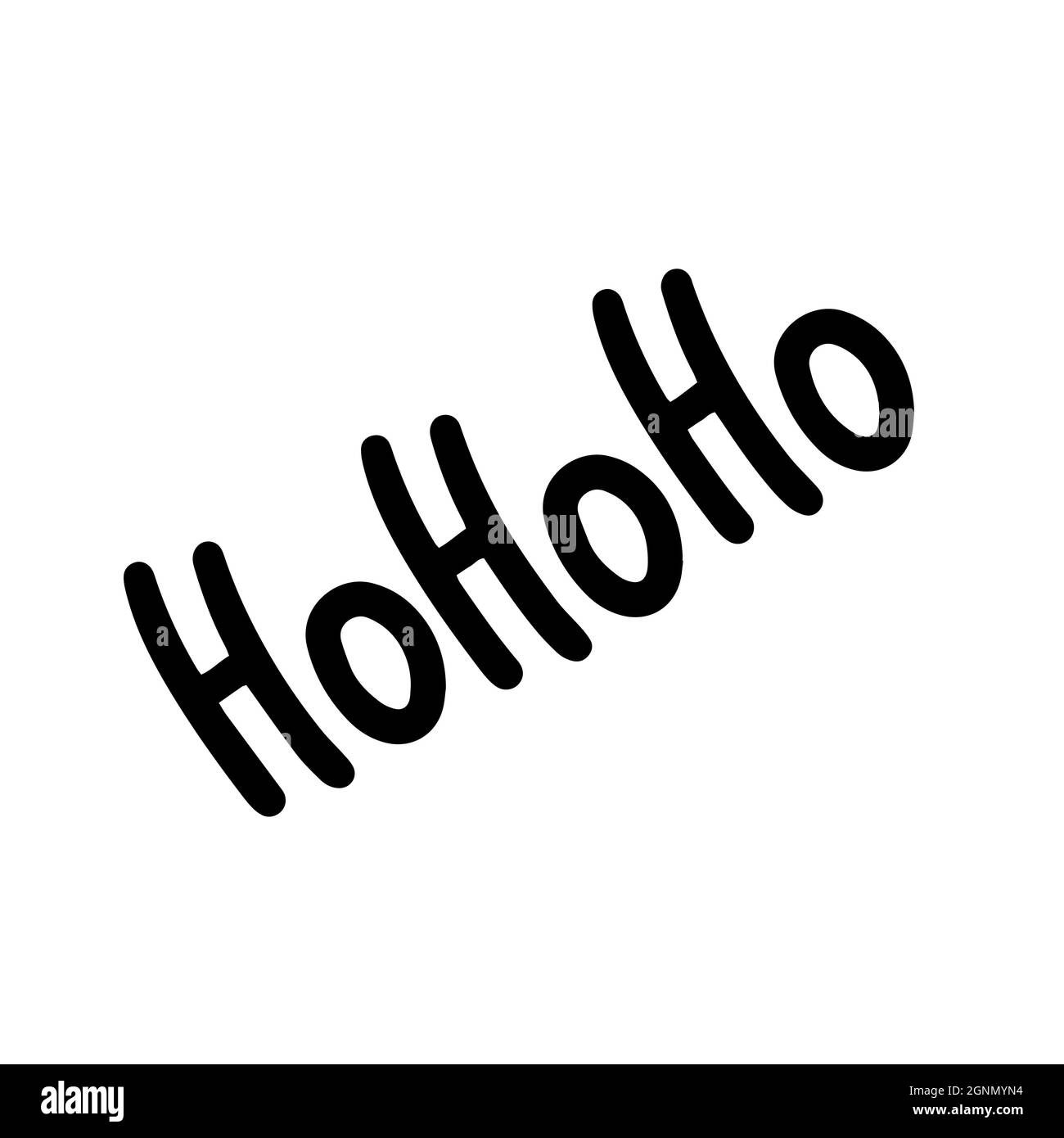 Hand written Hohoho Winter lettering text on white background. Black ...