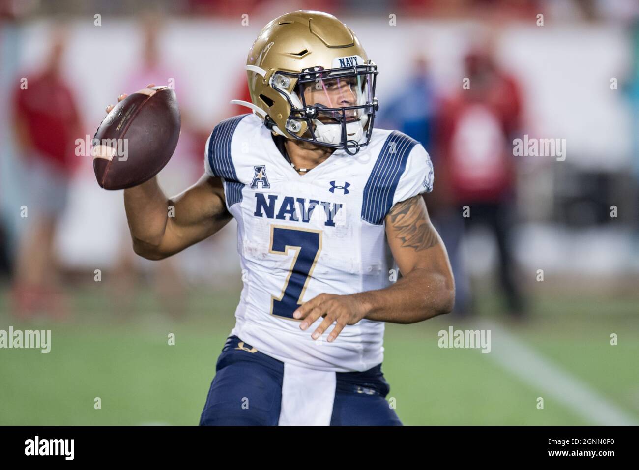 September 25, 2021: Navy Midshipmen quarterback Xavier Arline (7) looks ...