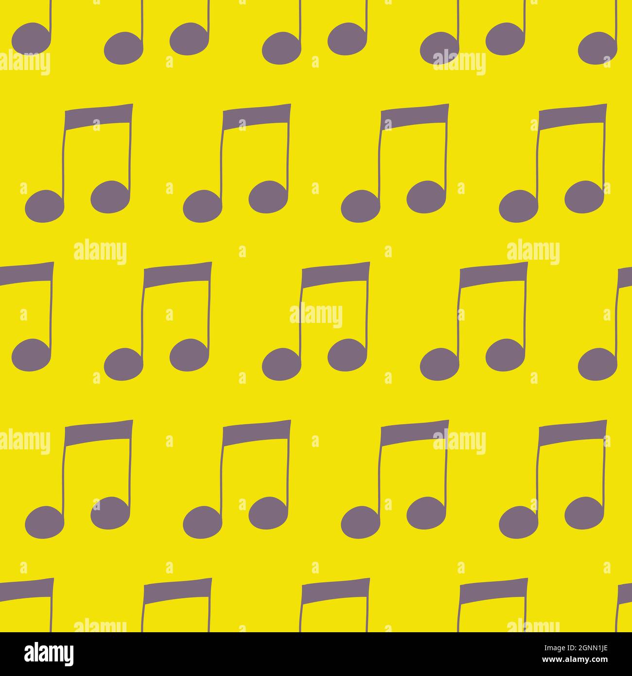 Music notes seamless pattern on yellow background, vector illustration ...