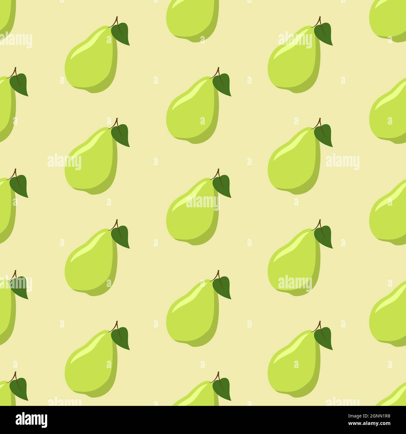 Green pear seamless pattern with lens flare and leaf, vector ...