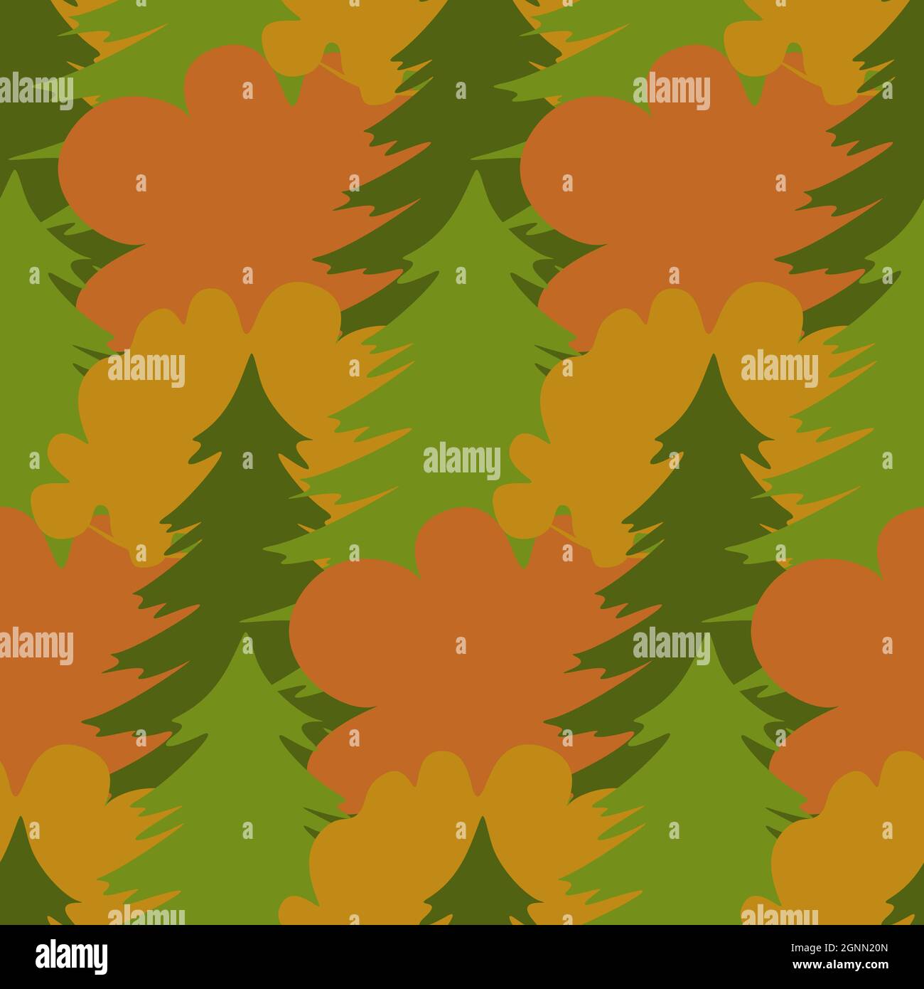 Autumn forest seamless pattern, dense forest of autumn trees, vector ...