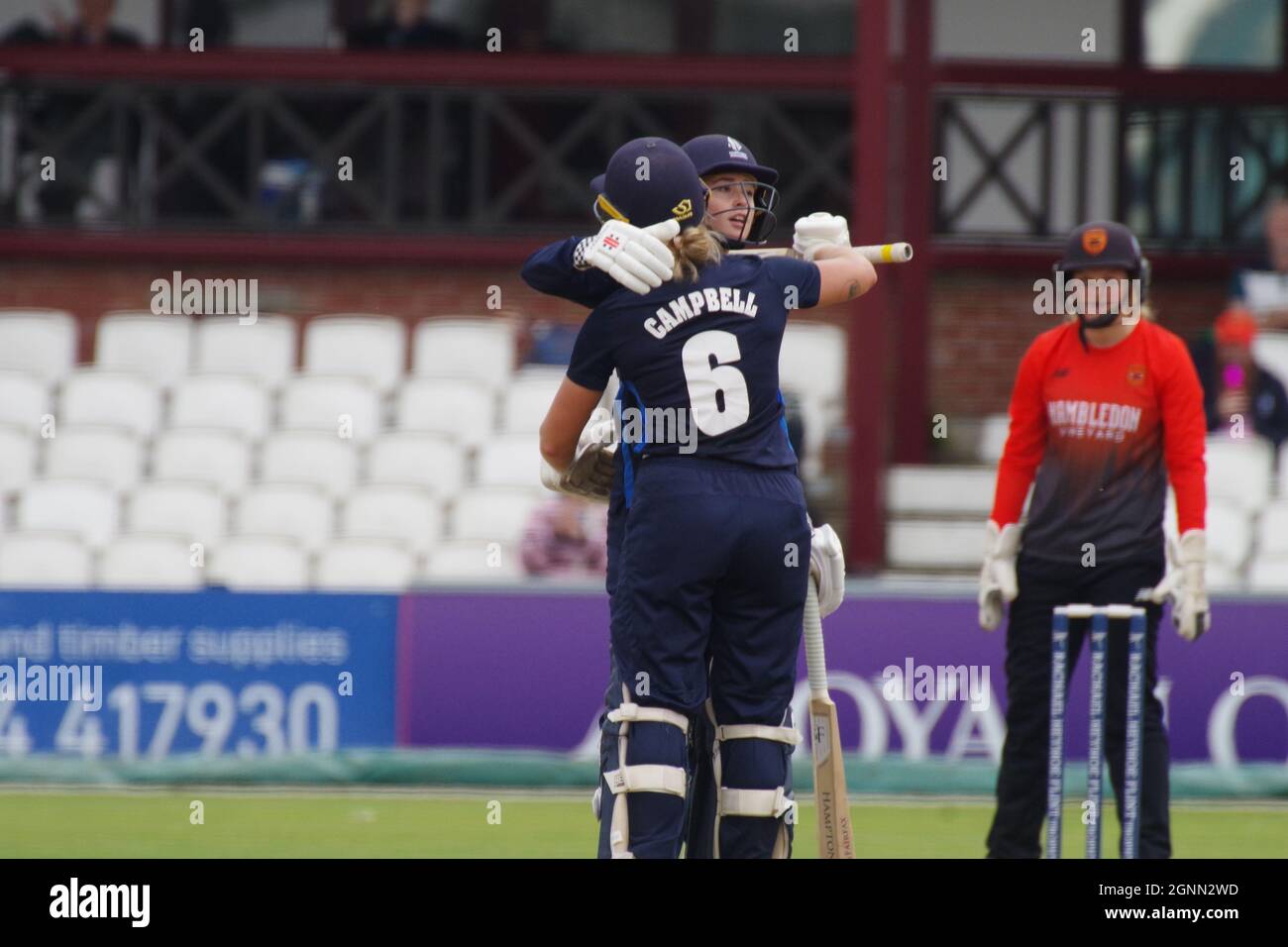 Northampton, England, 25 September 2021. Rachel Slater congratulating ...