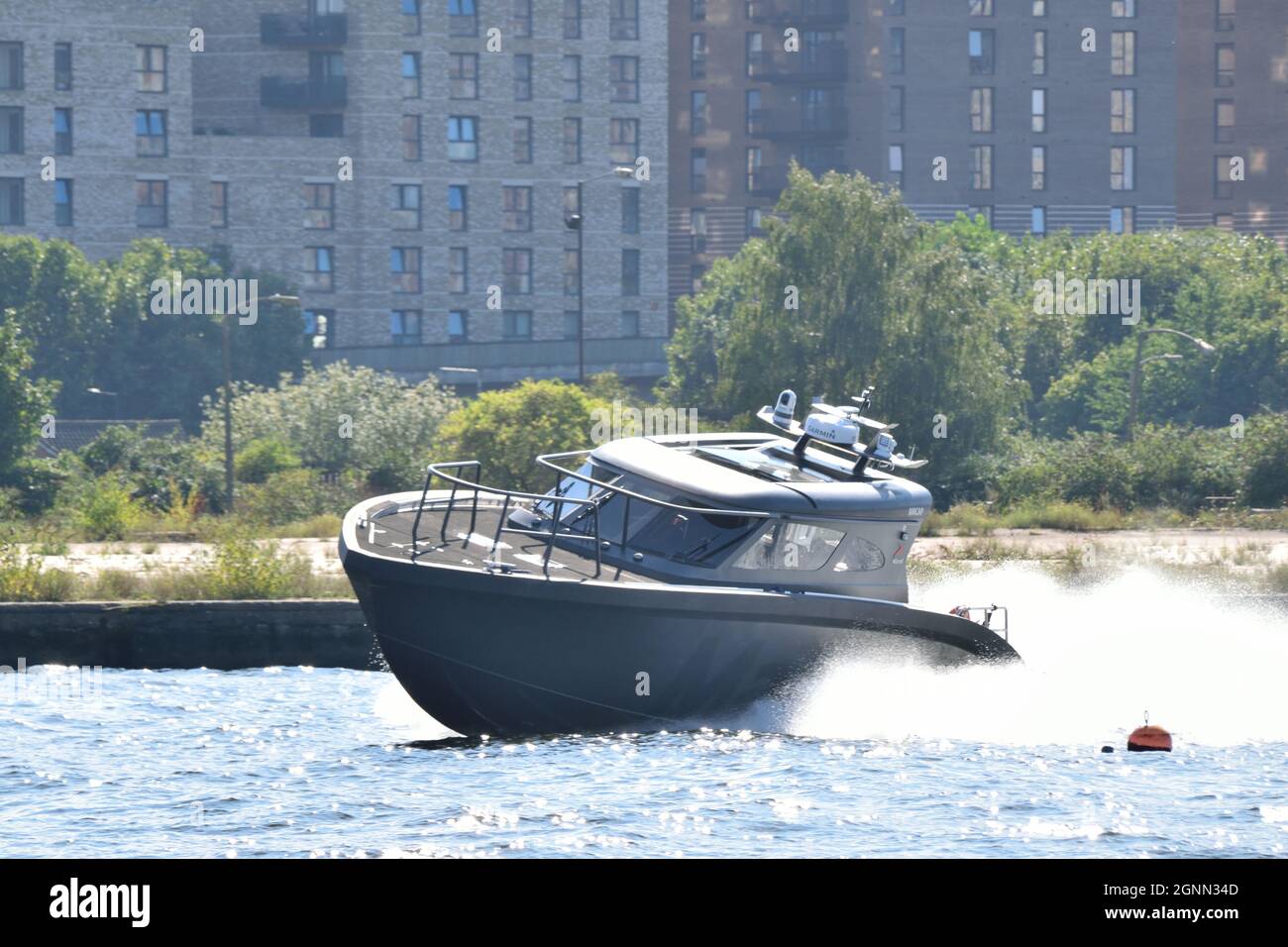 Marell M15 patrol boat undertaking hard and fast maneuvering in Royal ...