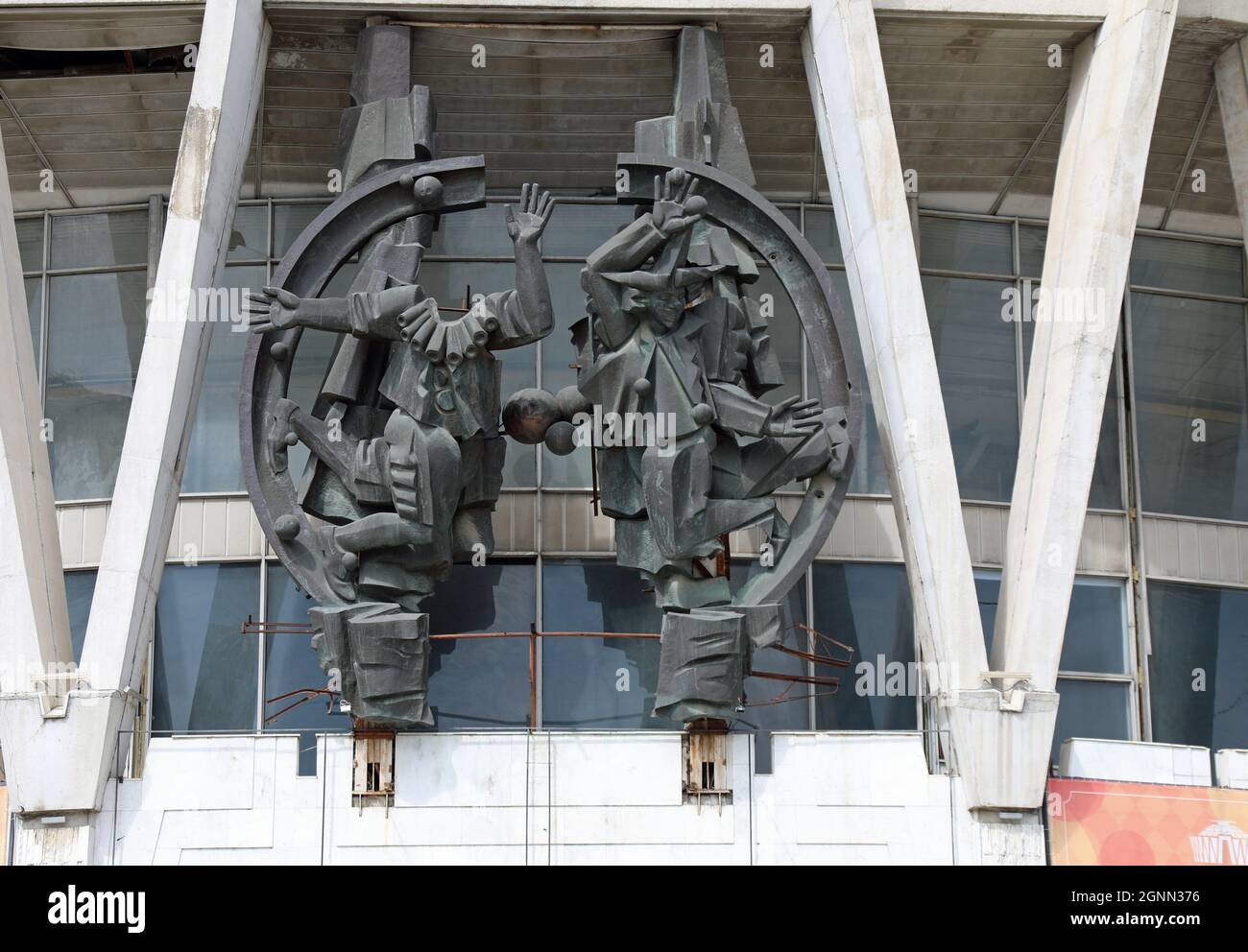 Clowns on the abandoned circus building at Chisinau in Moldova Stock ...