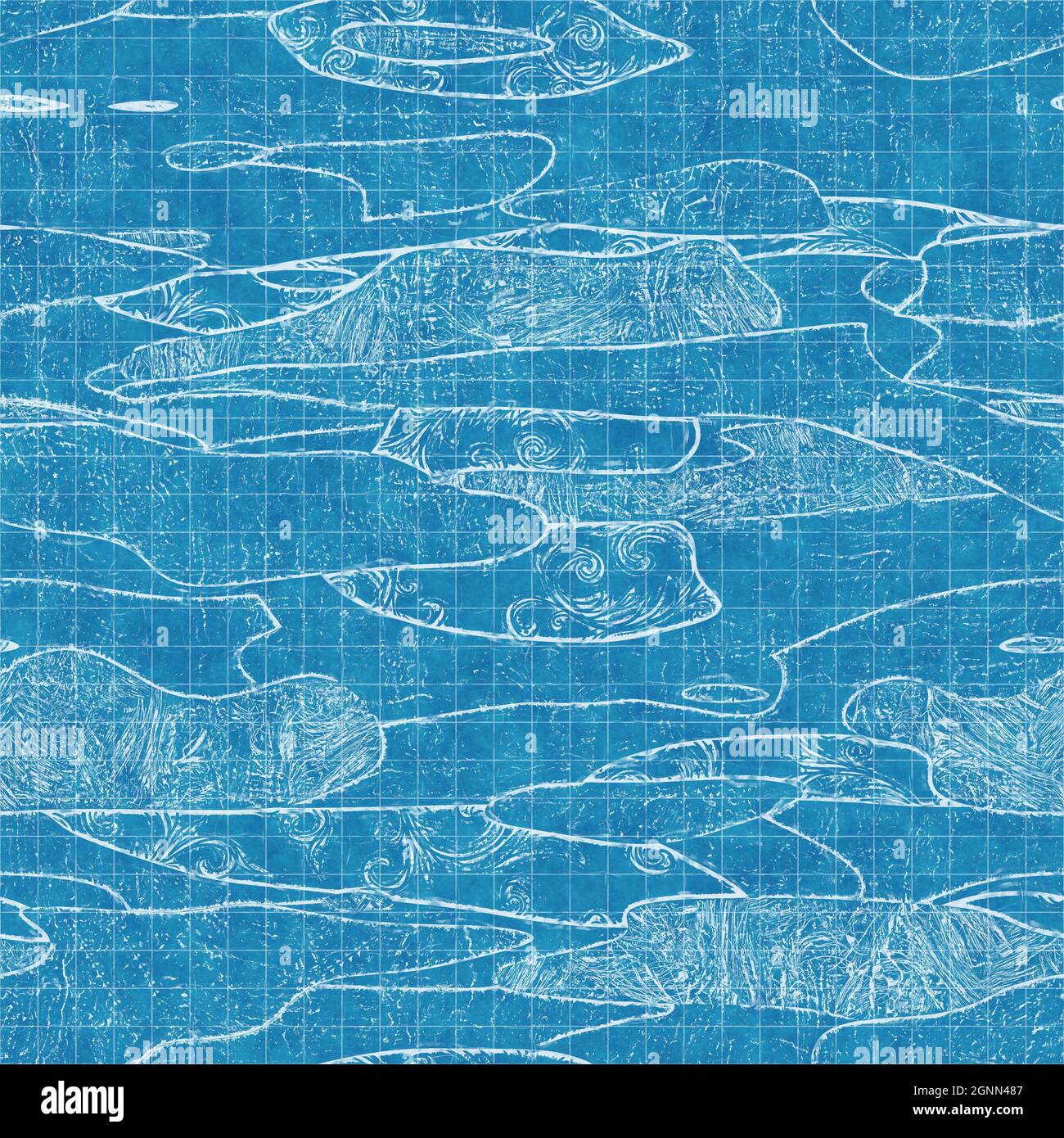 Seamless bright blue blueprint pattern for textile and print Stock ...