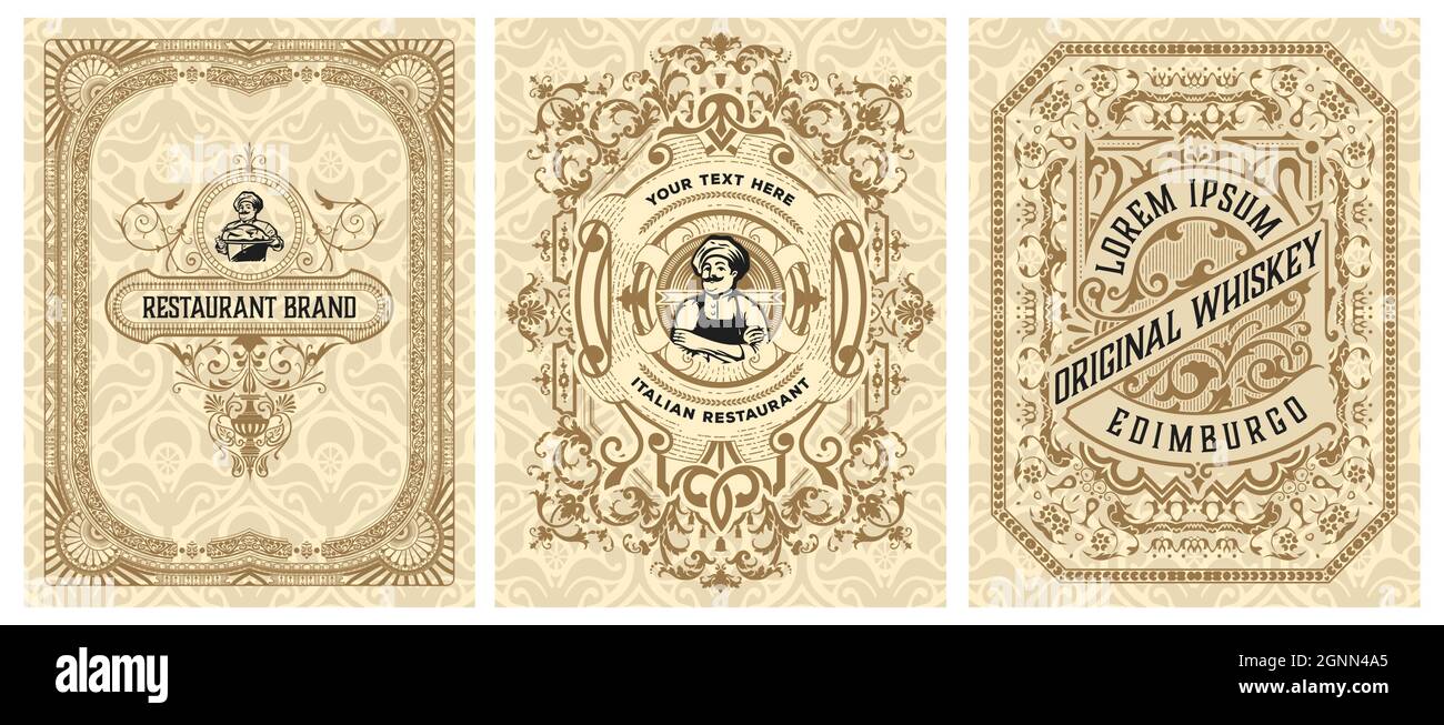 Set of 3 vintage labels for packing Stock Vector Image & Art - Alamy