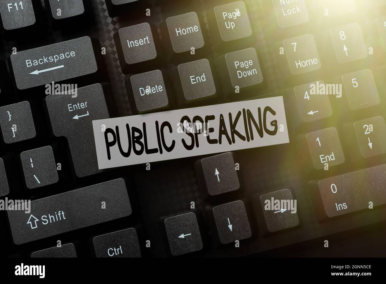 Sign displaying Public Speaking. Word for talking showing stage in ...