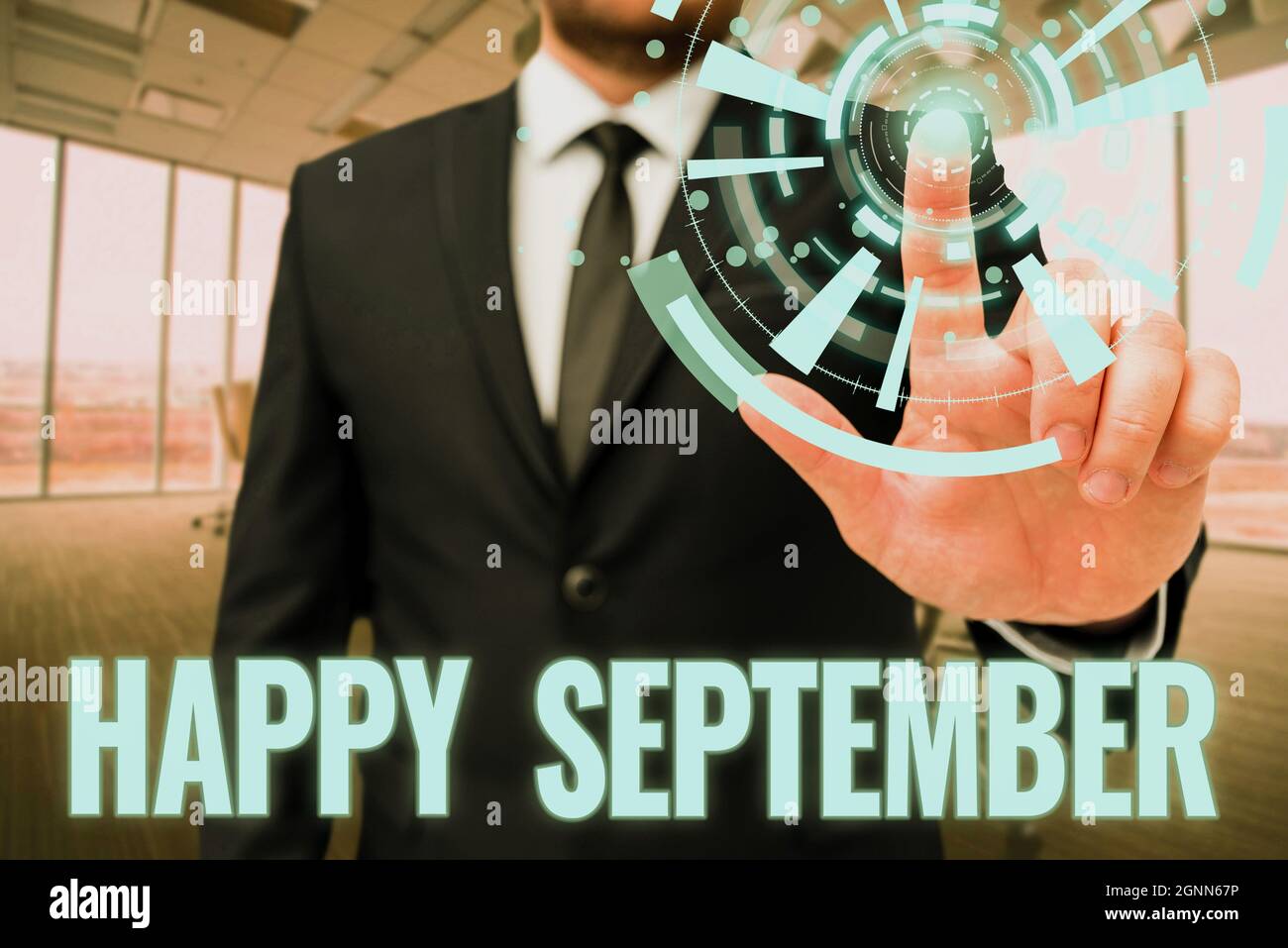 Hand writing sign Happy September. Business concept welcoming the joy ...