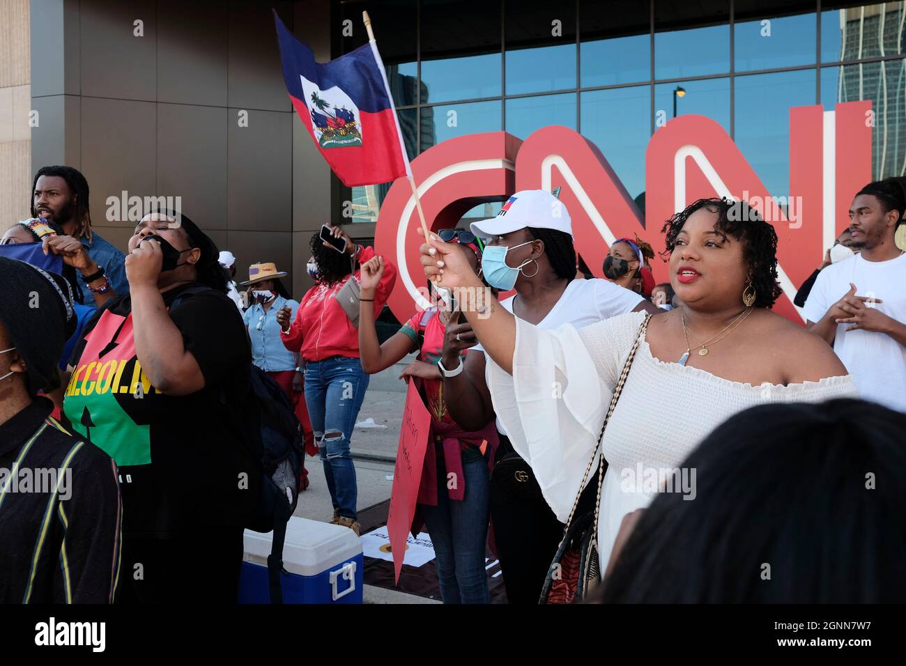 Atlanta, USA. September 26, 2021: A group of protesters held a rally in ...