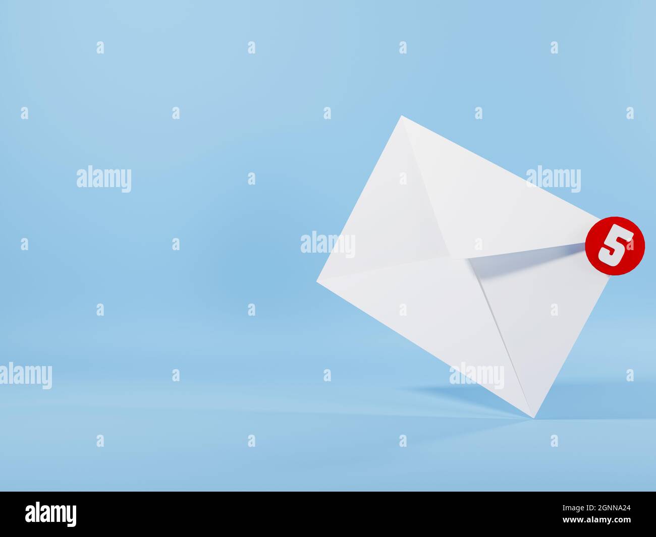 Envelope 3D E-mail icon and five messages notification, New incoming ...