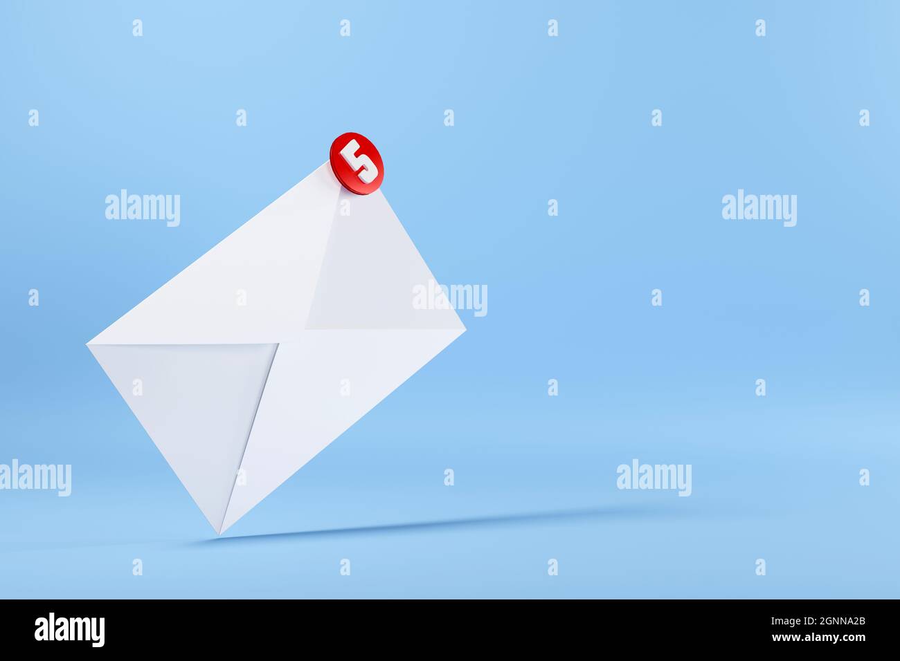 Envelope 3D E-mail icon and five messages notification, New incoming ...