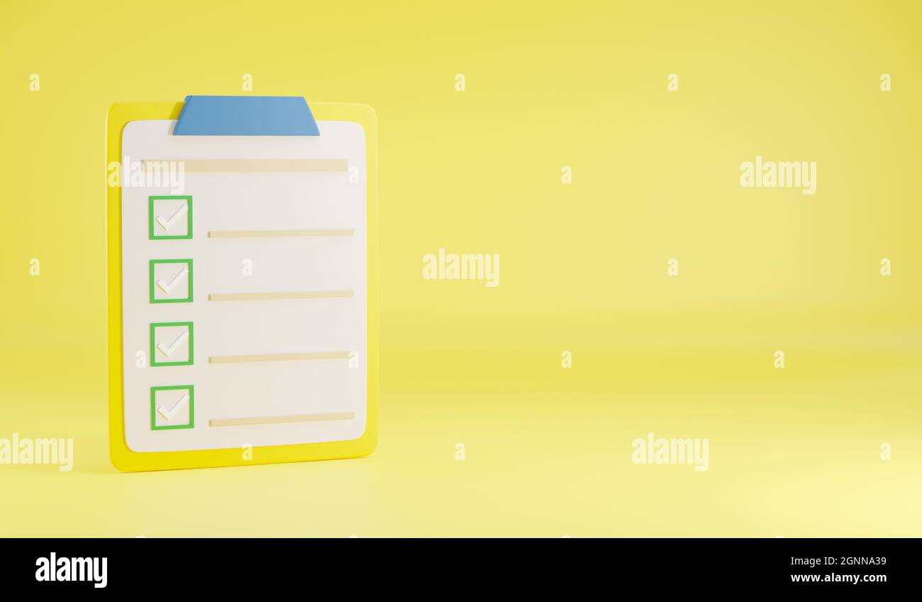 Clipboard checklist, survey paper list check marks report document on ...