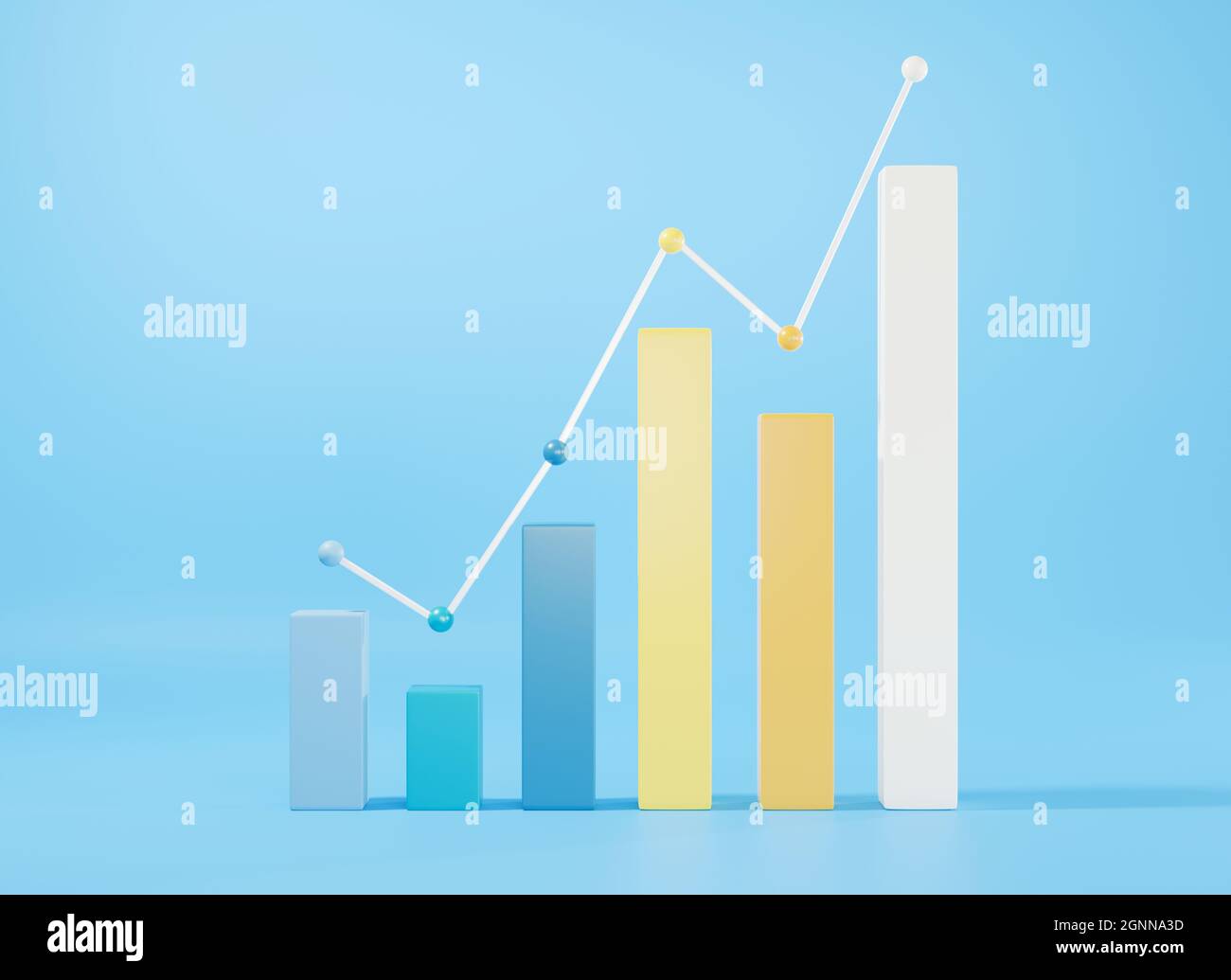 Bar chart graph growth diagram Infographics elements on blue background ...