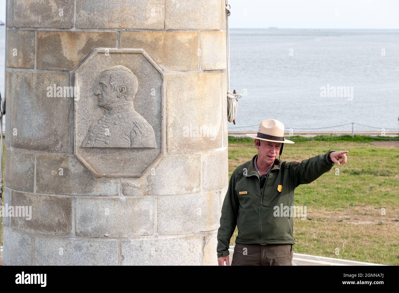 Charleston, SC - Feb 24 2021: A US National Park Ranger giving a tour ...