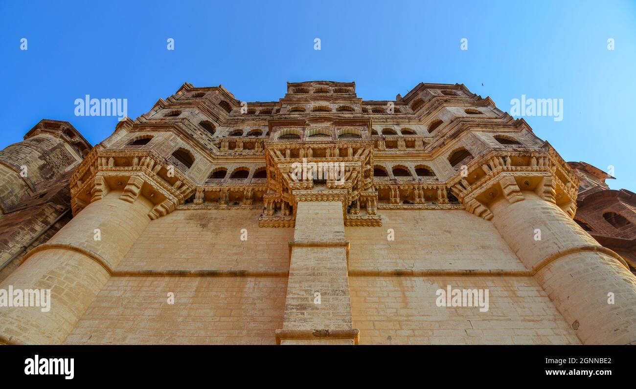 Architecture of an ancient Mehrangarh Fort in Jodhpur, India. Built in ...