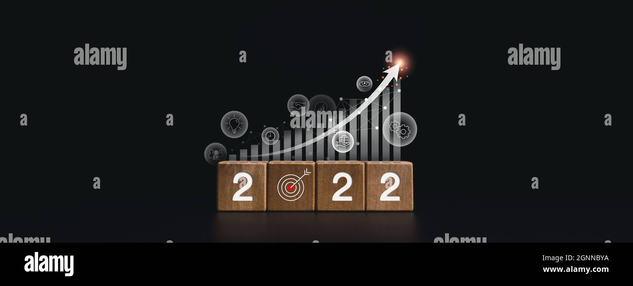 2022 Happy New year banner with goal target and successful concept. The ...