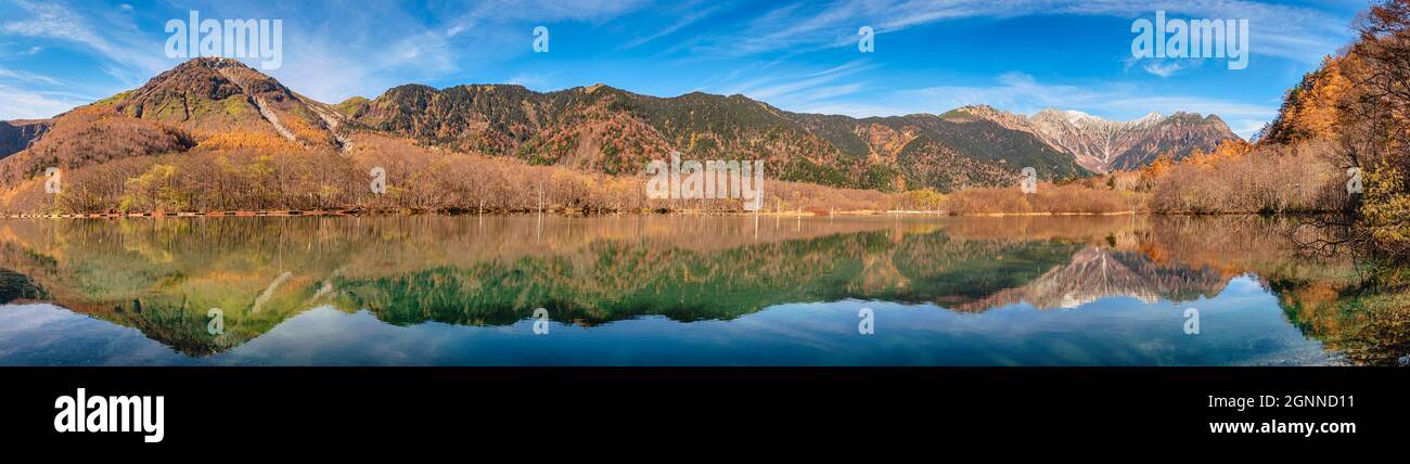 Nature landscape at Kamikochi Japan, panorama autumn fall foliage with ...