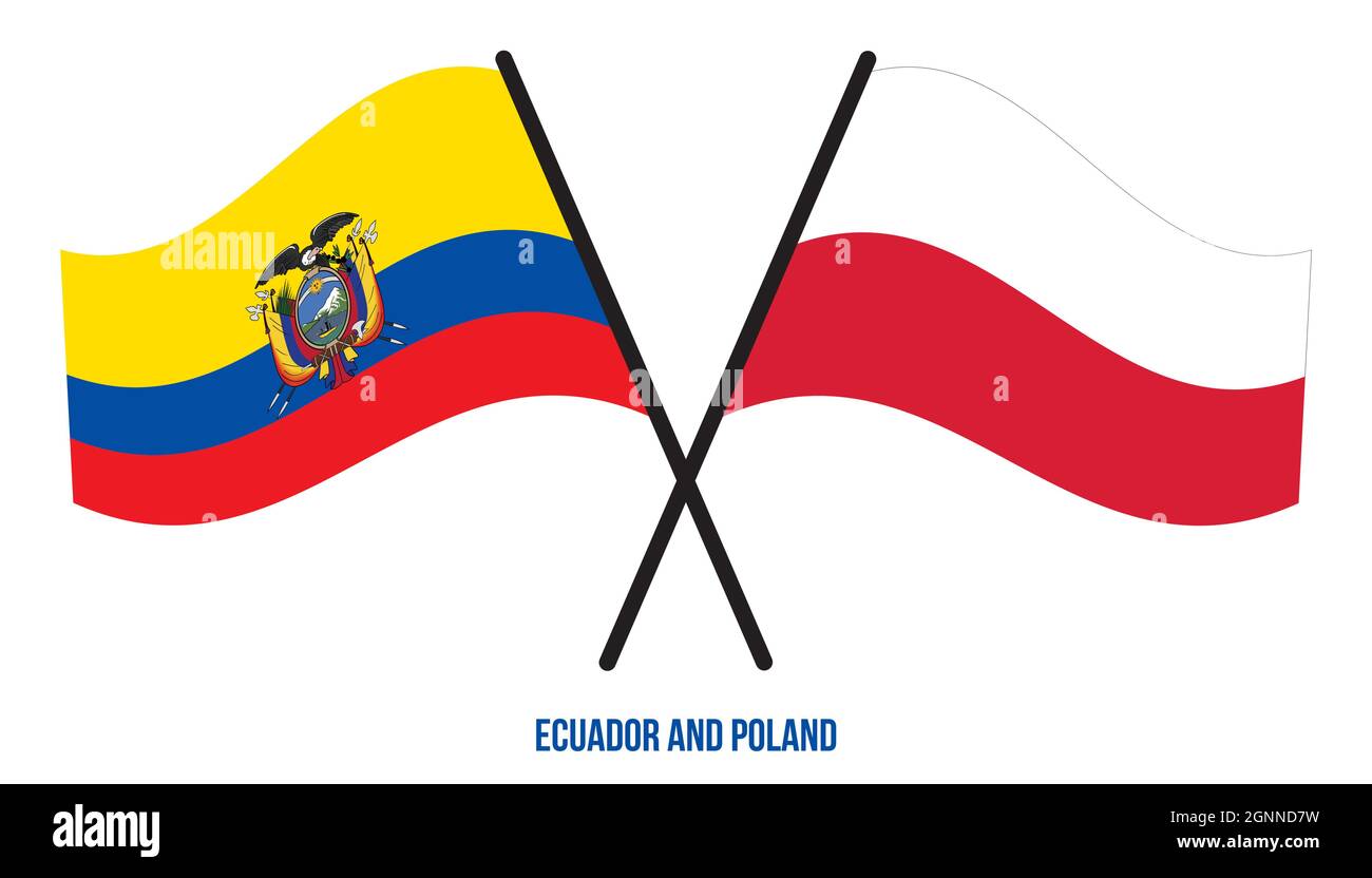 Ecuador and Poland Flags Crossed And Waving Flat Style. Official ...