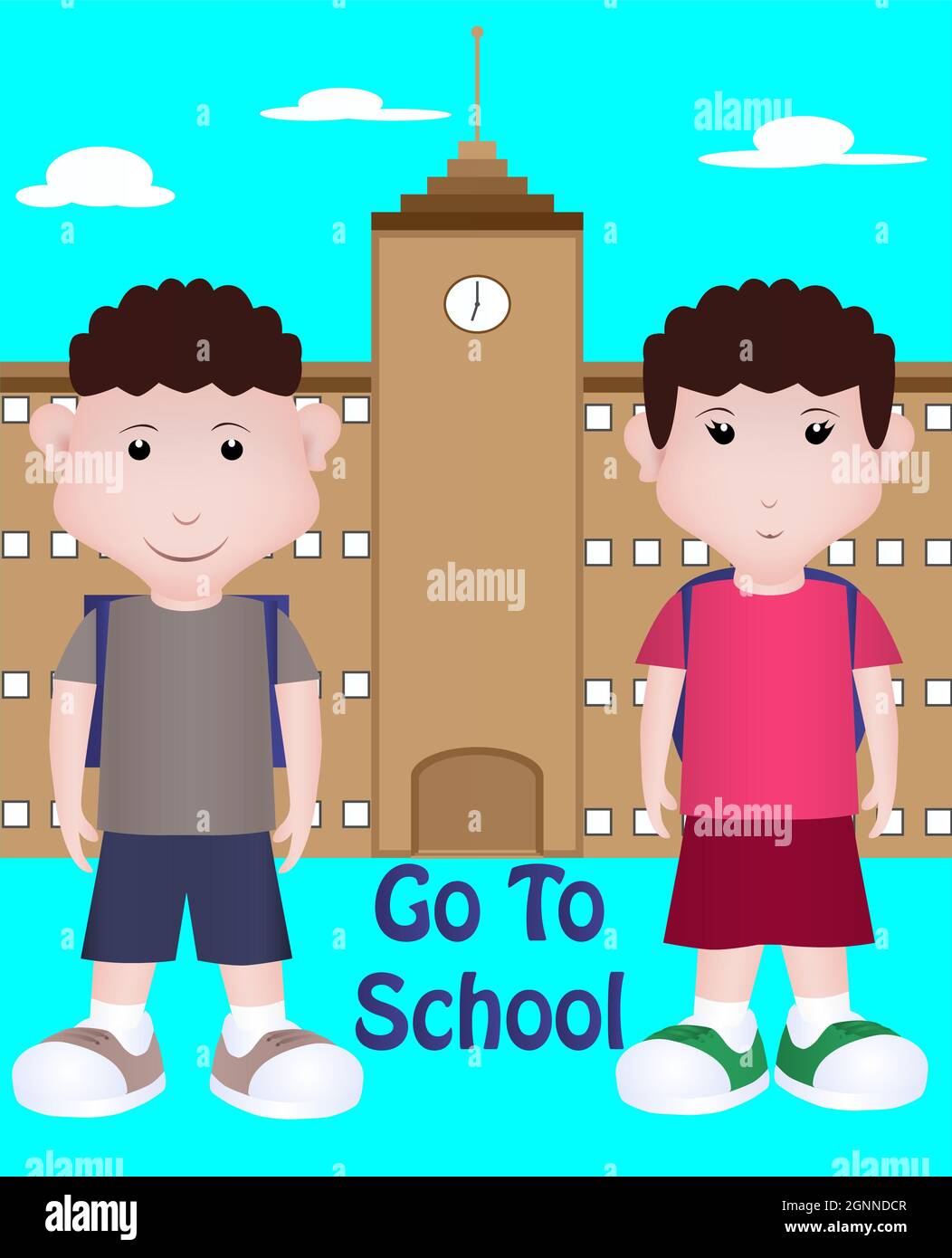 Students get ready to go to school together Stock Photo - Alamy