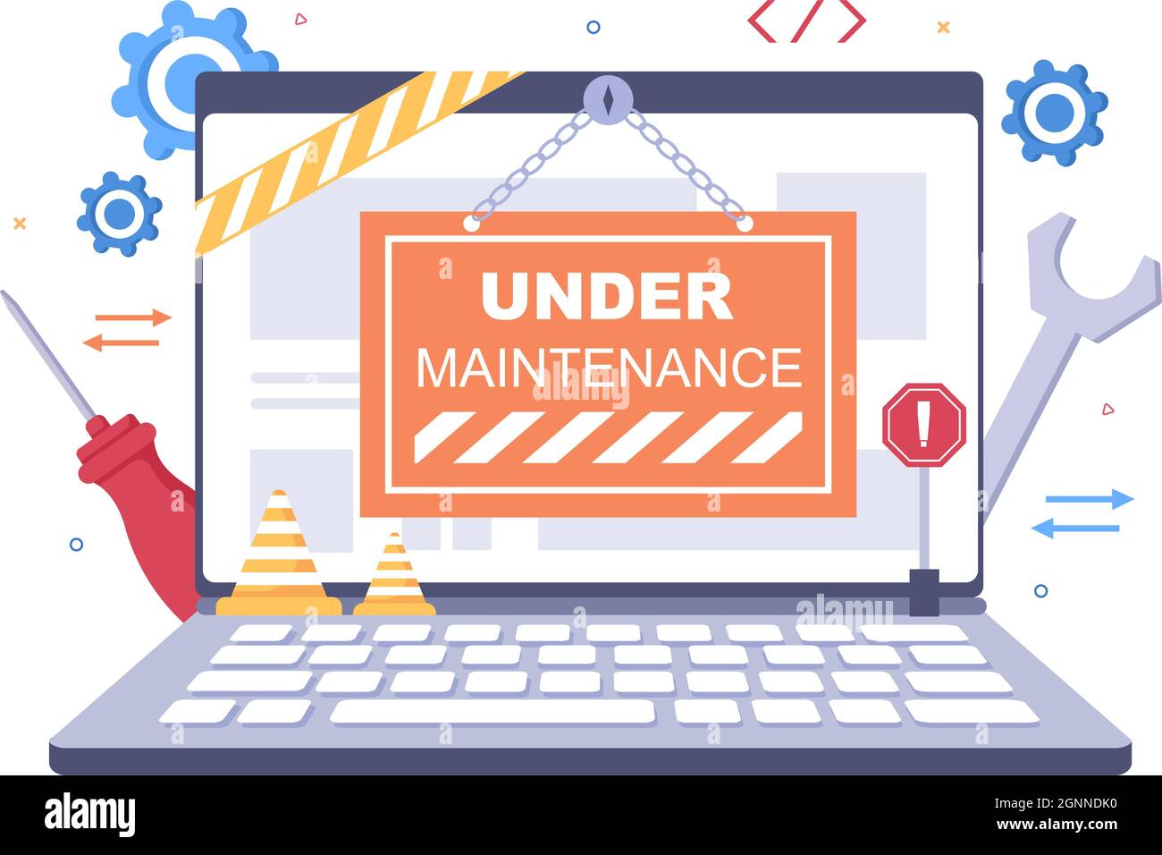 Software System Under Maintenance Vector Illustration. Error Website ...