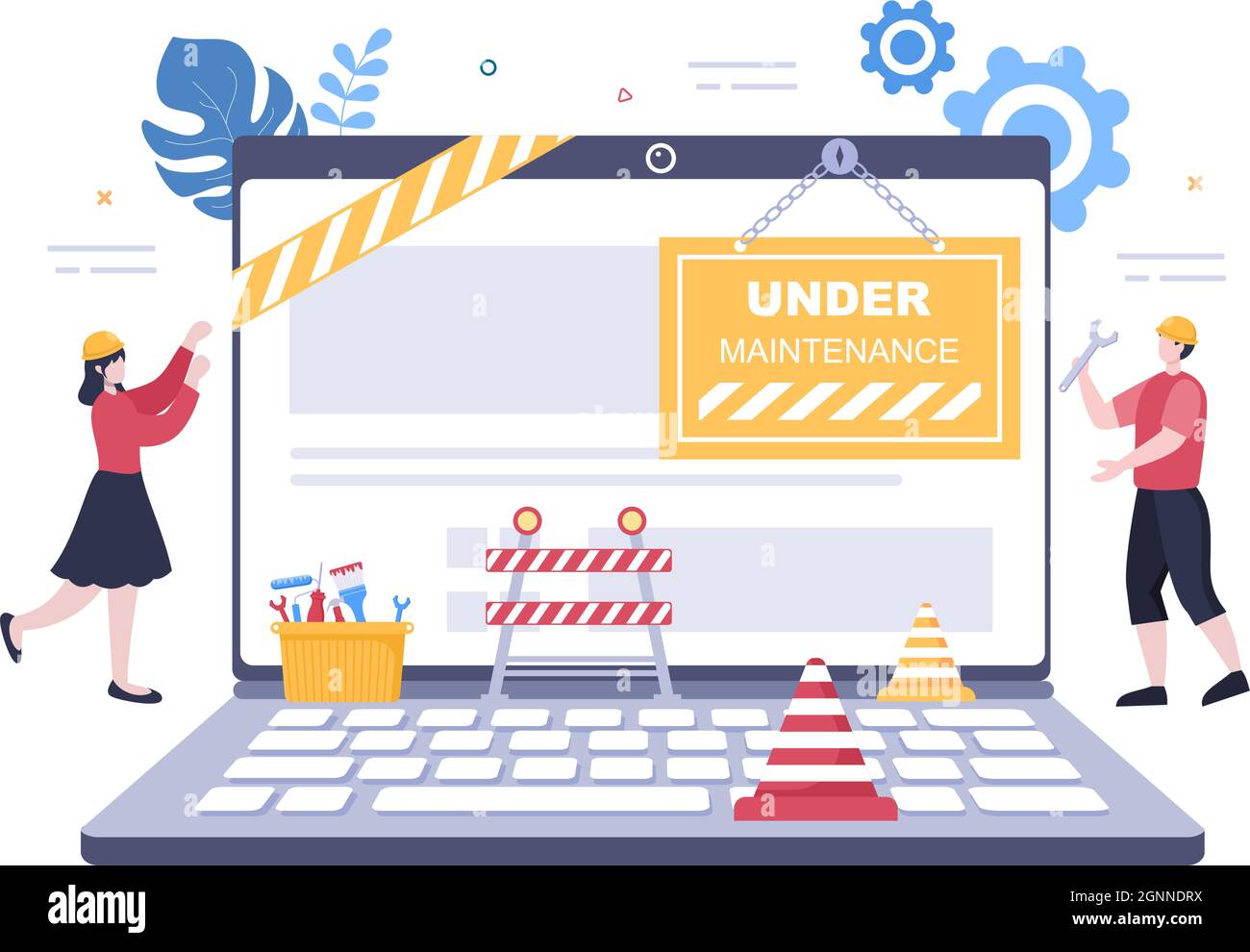 Software System Under Maintenance Vector Illustration. Error Website, Development and Update ...